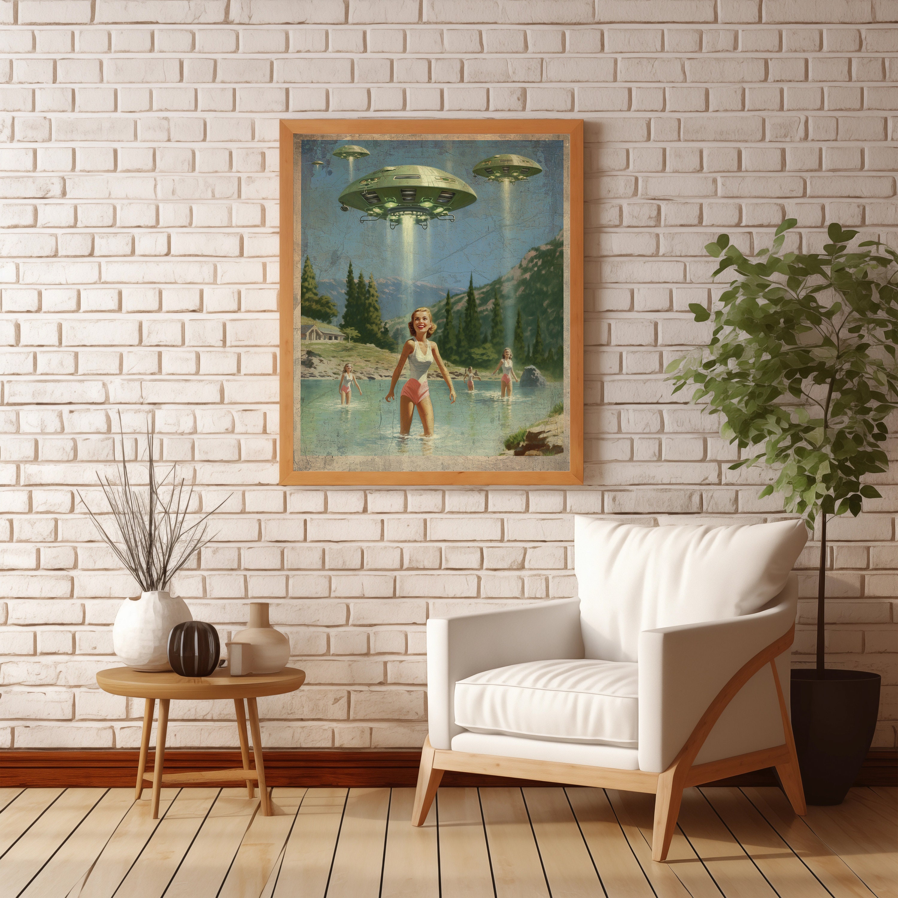 UFO Alien Poster, Retro SCI-FI Wall Art, Vintage Girls Ufo Home Decor ...