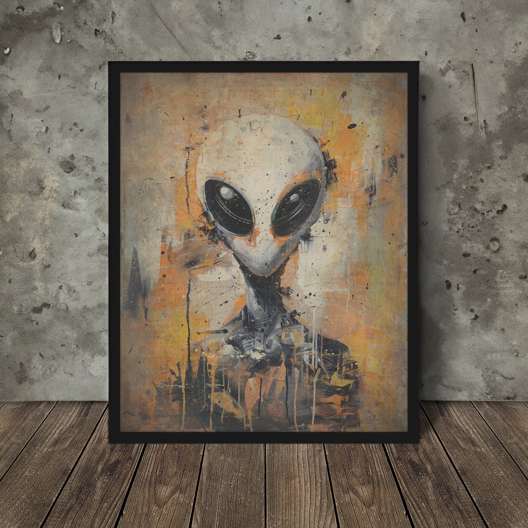 Retro ALIEN Fine Art Print, EXTRATERRESTRIAL Poster, Colorful Cryptid ...