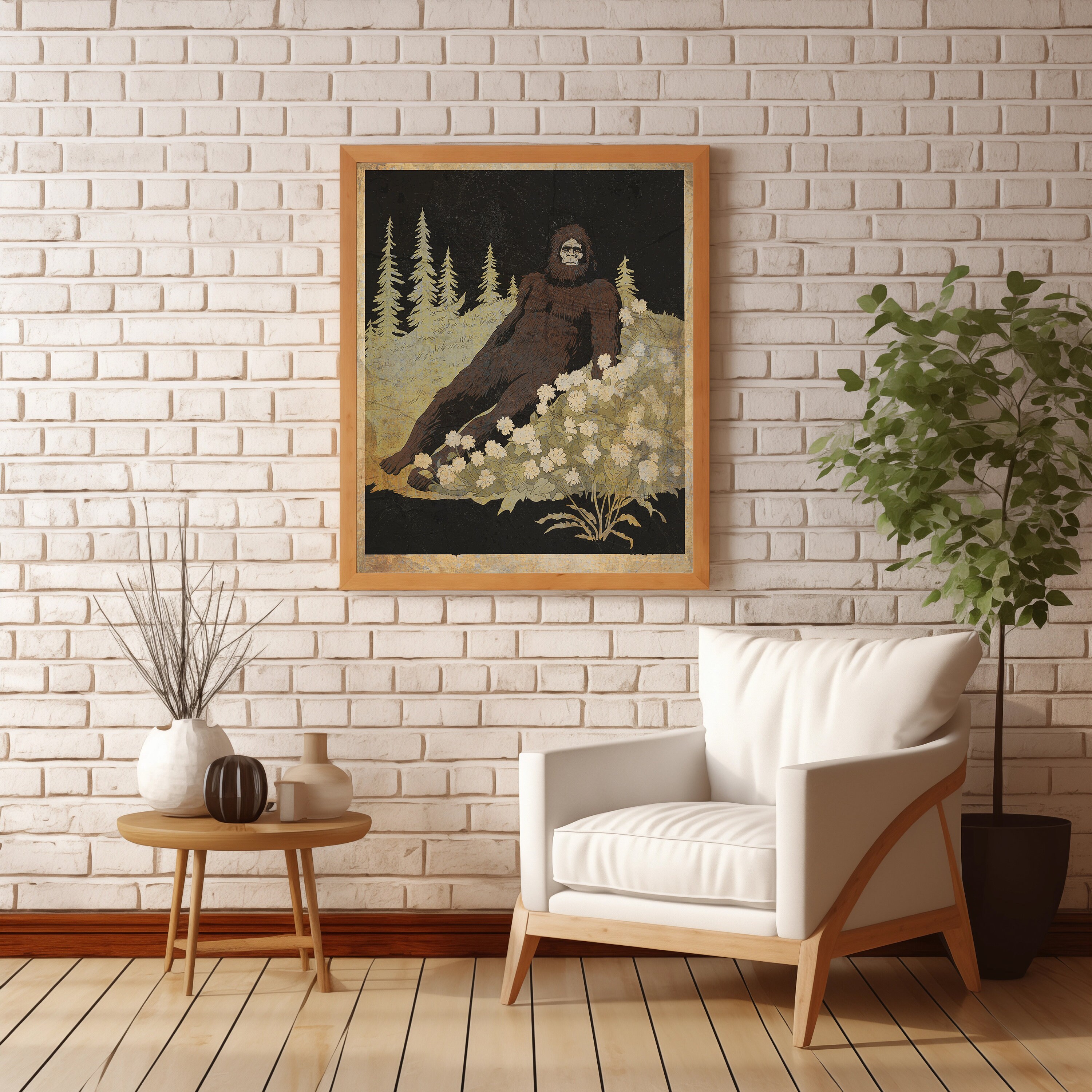 BIGFOOT POSTER, Retro SASQUATCH Wall Art, Cryptid Yeti Art Print ...