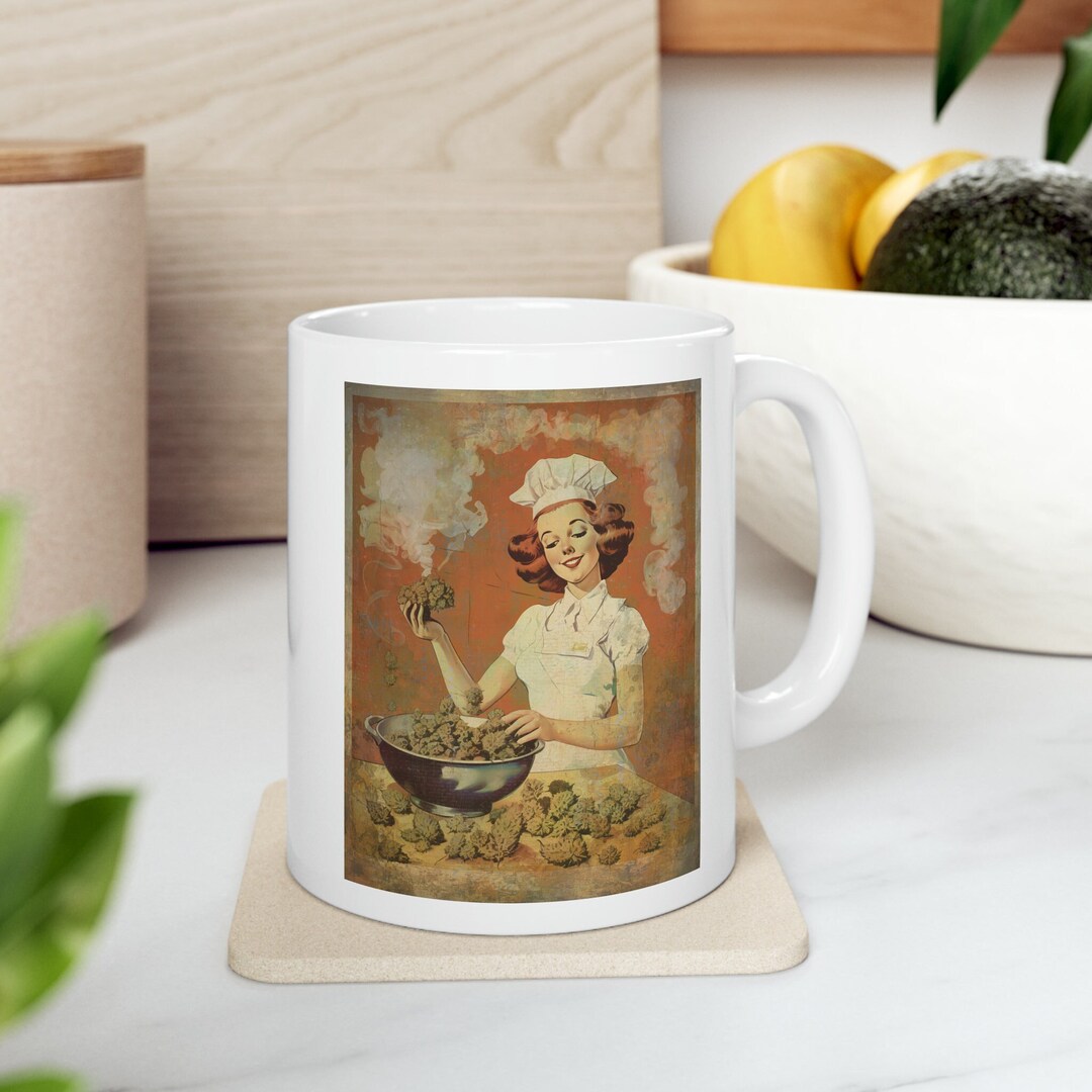 CANNABIS Fine Art MUG, Wake and Bake Coffee Mug, Marijuana Chef Tea Cup, Wake Bake Art Mug ...
