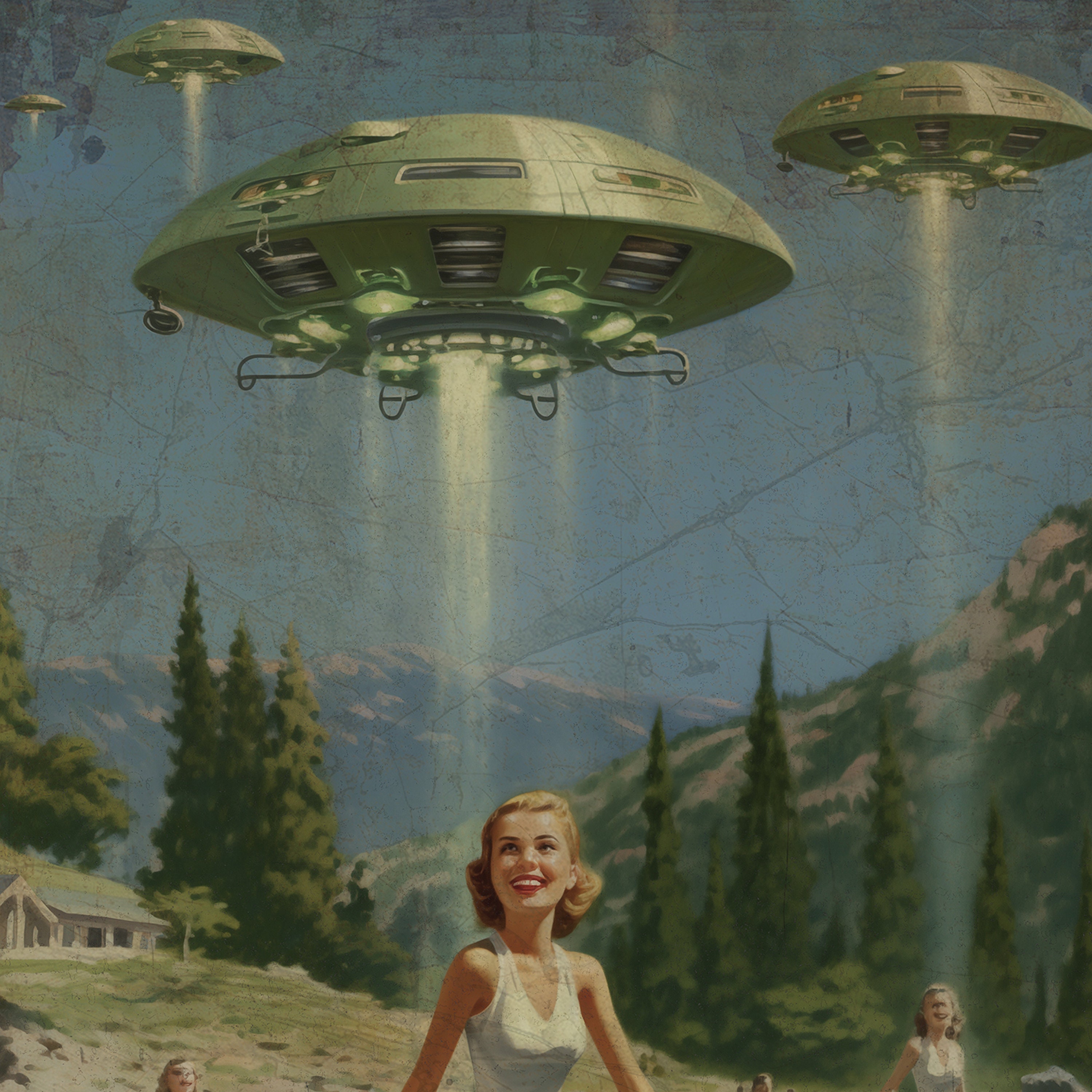UFO Alien Poster, Retro SCI-FI Wall Art, Vintage Girls Ufo Home Decor ...