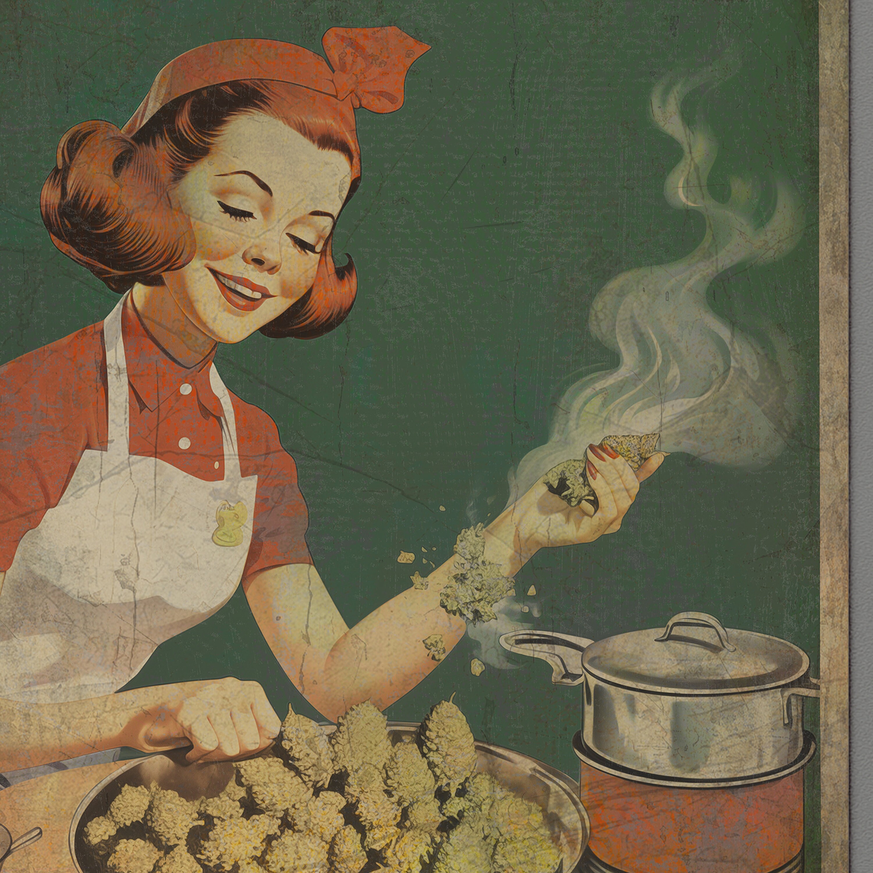 MARIJUANA Wall Art, CANNABIS Pot Head Decor, Stoner Chef Retro Kitchen ...