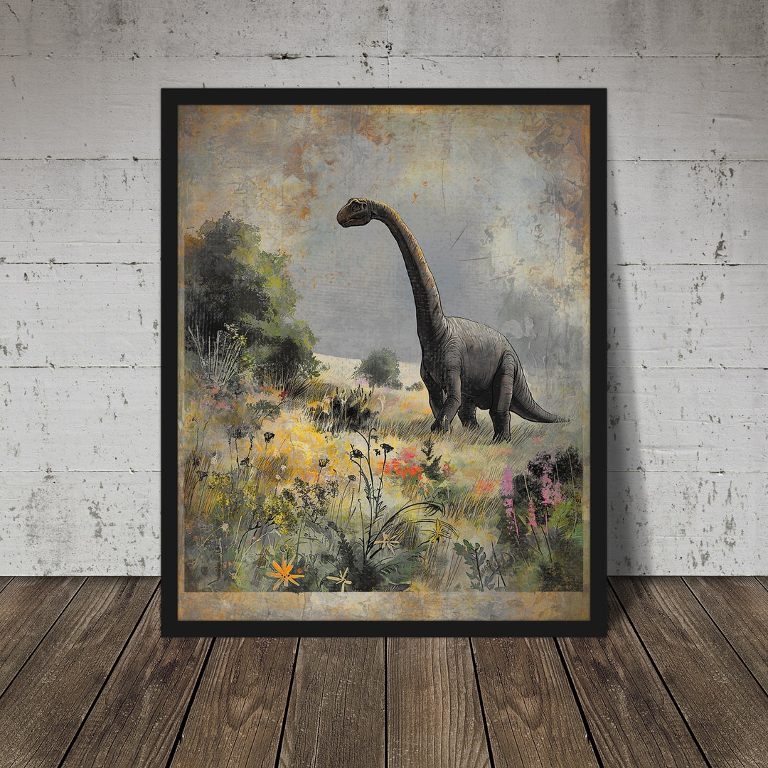 DINOSAUR Wall Art Decor, RETRO DINO Poster Print, Dino Decor Fine Art ...