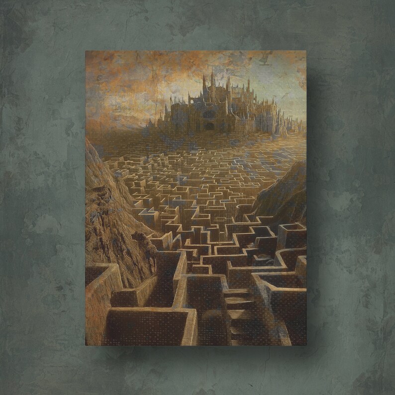 LABYRINTH CANVAS Wall Art, Retro Fantasy Labyrinth Print, Labyrinth Home Decor, Labyrinth Worm ...