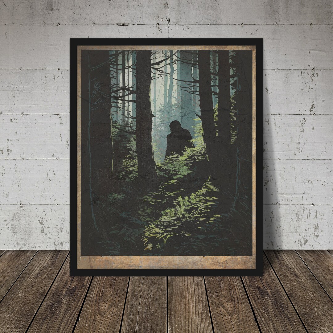 BIGFOOT POSTER, Retro SASQUATCH Wall Art, Cryptid Art Print, Scary ...