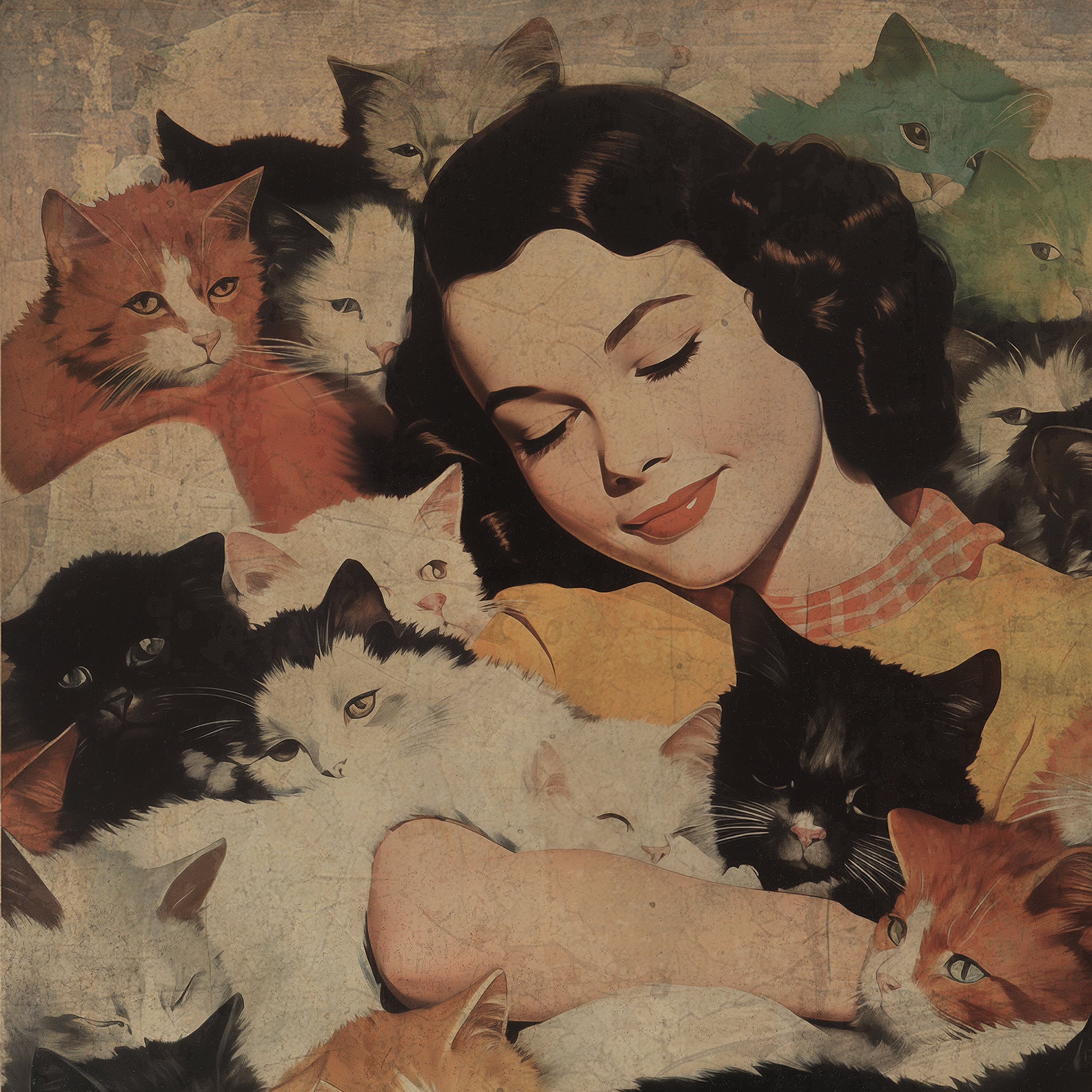 CAT LADY Poster, Cat Nap Wall Art, Cat Lover Decor, Pop Art Retro Cat ...