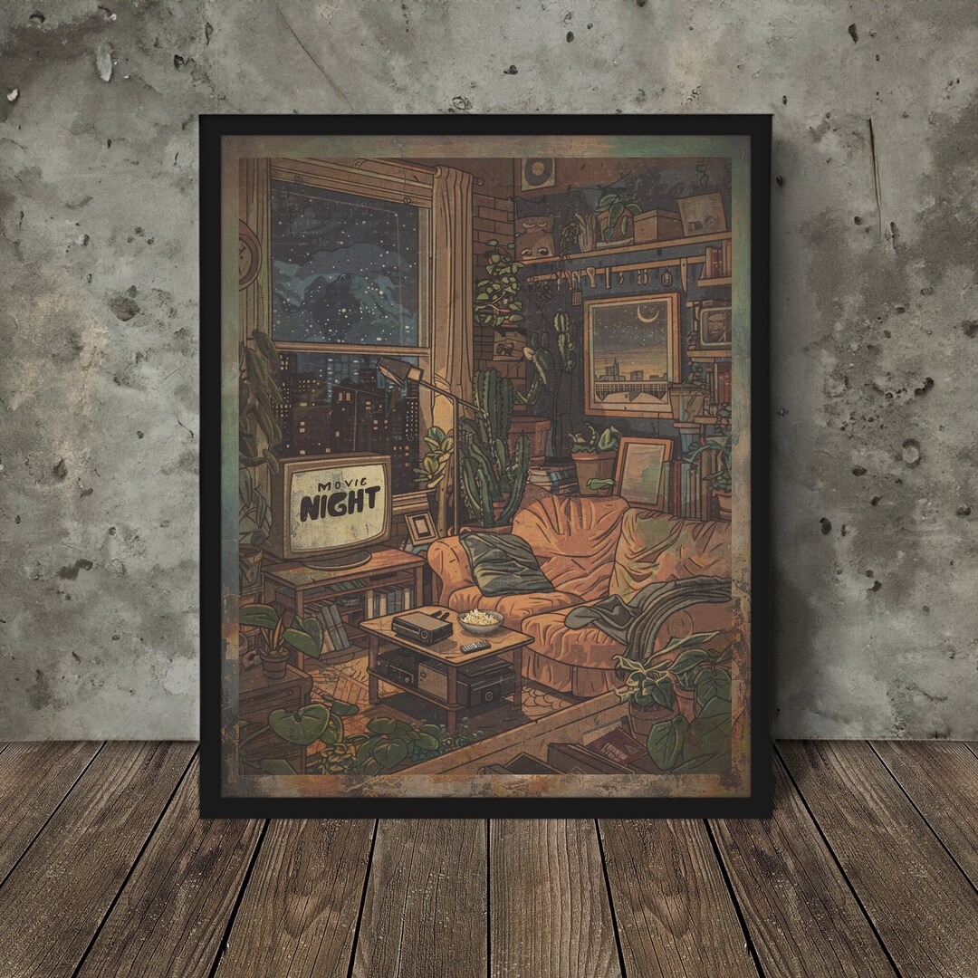 MOVIE NIGHT Wall Art, CINEMA Room Home Decor, Home Theatre Room Poster ...