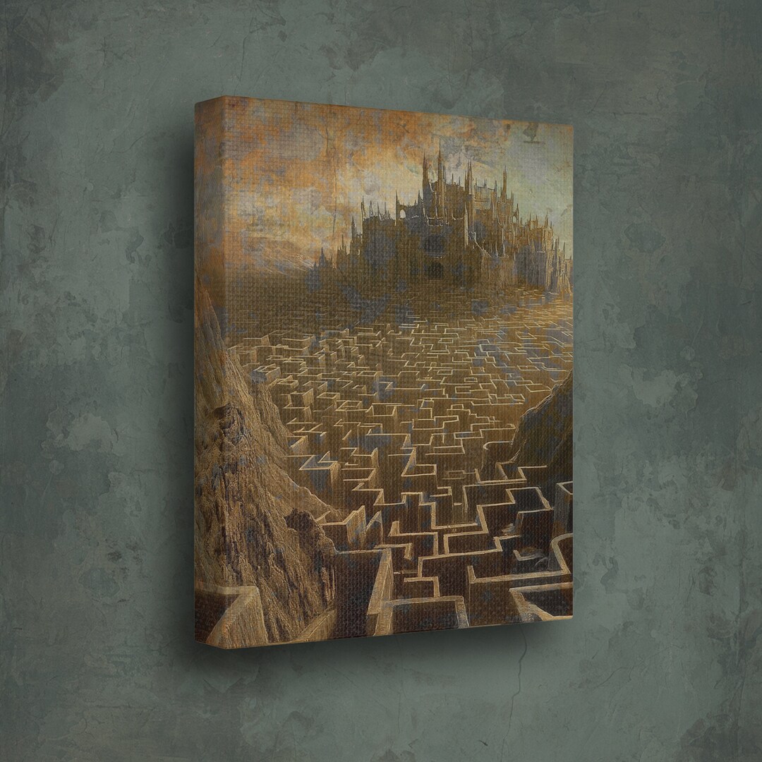 LABYRINTH CANVAS Wall Art, Retro Fantasy Labyrinth Print, Labyrinth Home Decor, Labyrinth Worm ...