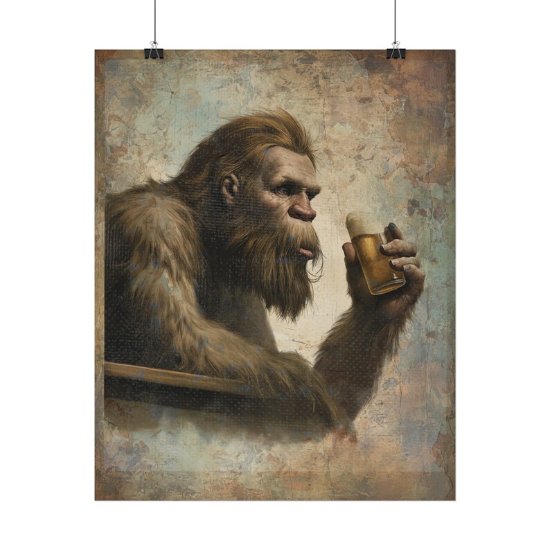 BIGFOOT ART PRINT, Retro Sasquatch Poster, Cryptid Yeti Abominable ...