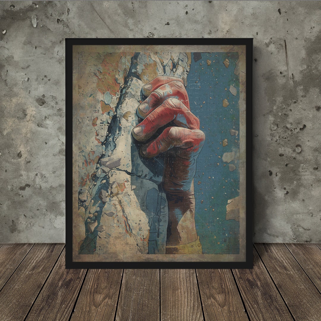 Retro ROCK CLIMBER Wall Art, Mountain Climb Home Decor, Climbing Lover ...