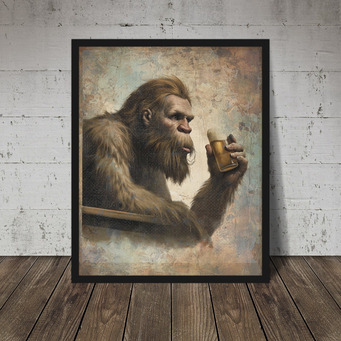 BIGFOOT ART PRINT, Retro Sasquatch Poster, Cryptid Yeti Abominable ...