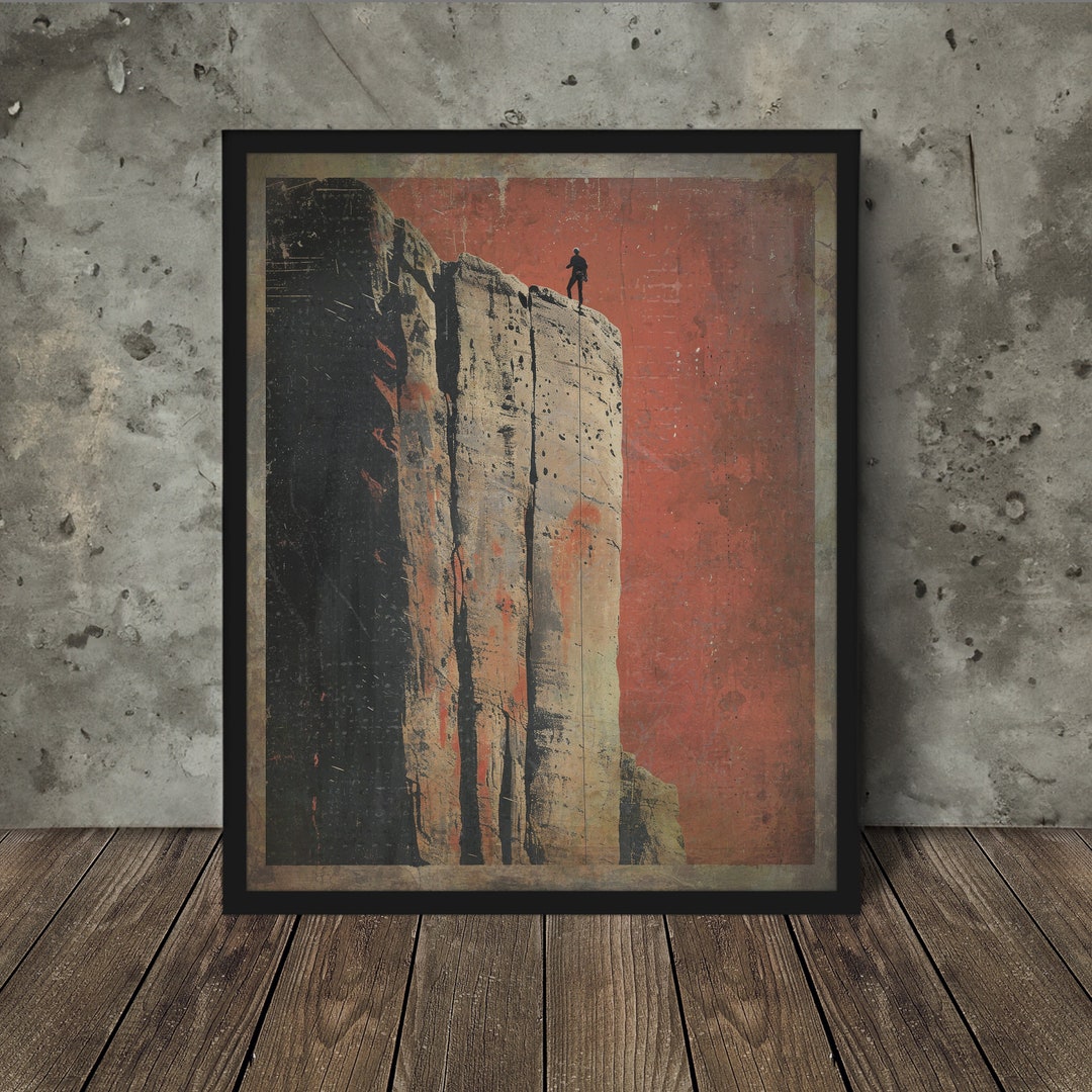 Retro ROCK CLIMBER Wall Art, Mountain Climb Home Decor, Climbing Lover ...