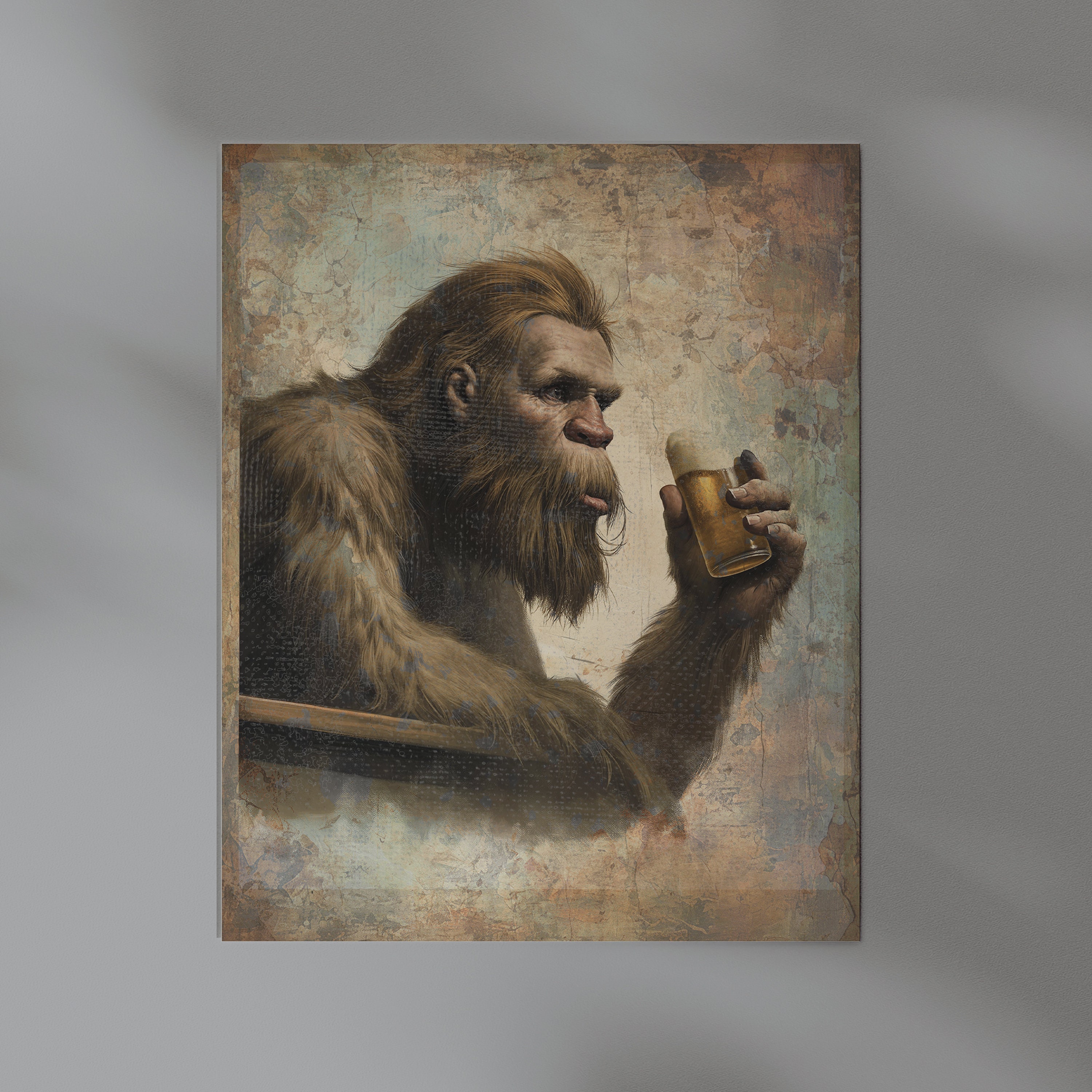BIGFOOT ART PRINT, Retro Sasquatch Poster, Cryptid Yeti Abominable ...