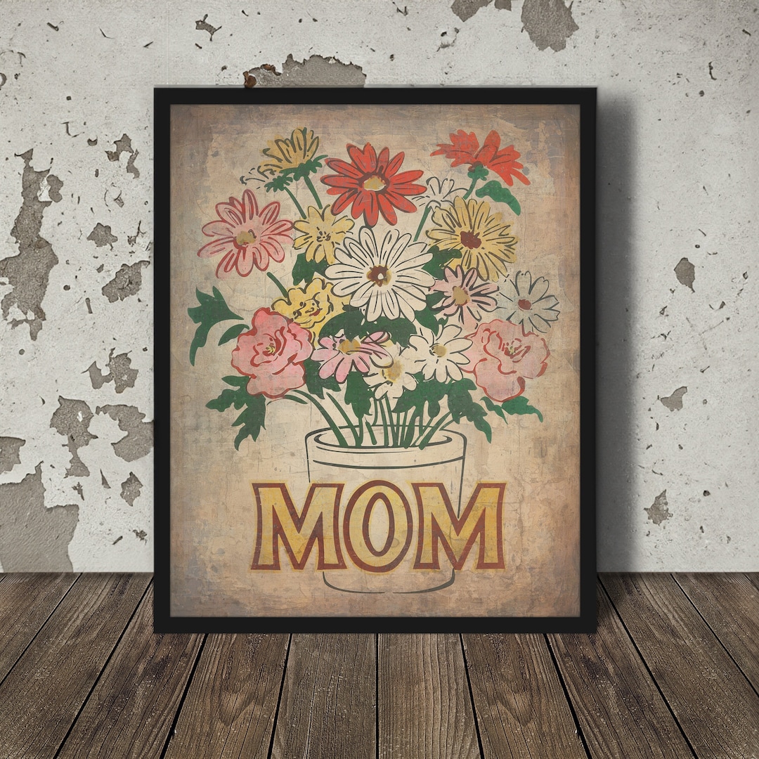FLOWERS FOR MOM Wall Art, Flower Bouquet Poster Print, Mother Gift, Mom ...