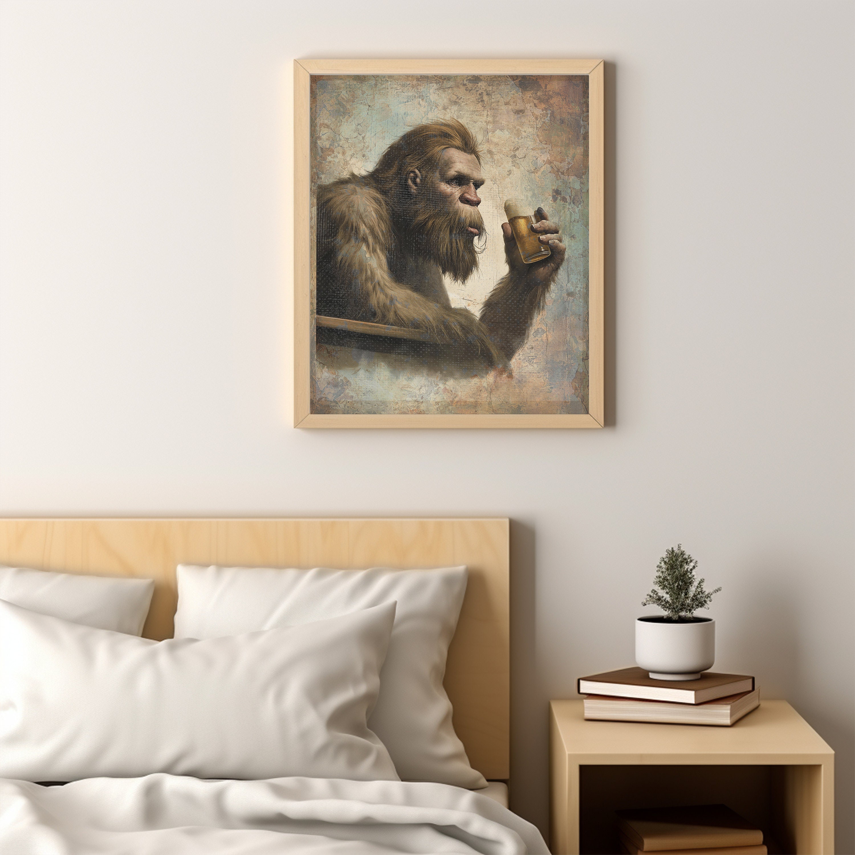 BIGFOOT ART PRINT, Retro Sasquatch Poster, Cryptid Yeti Abominable ...