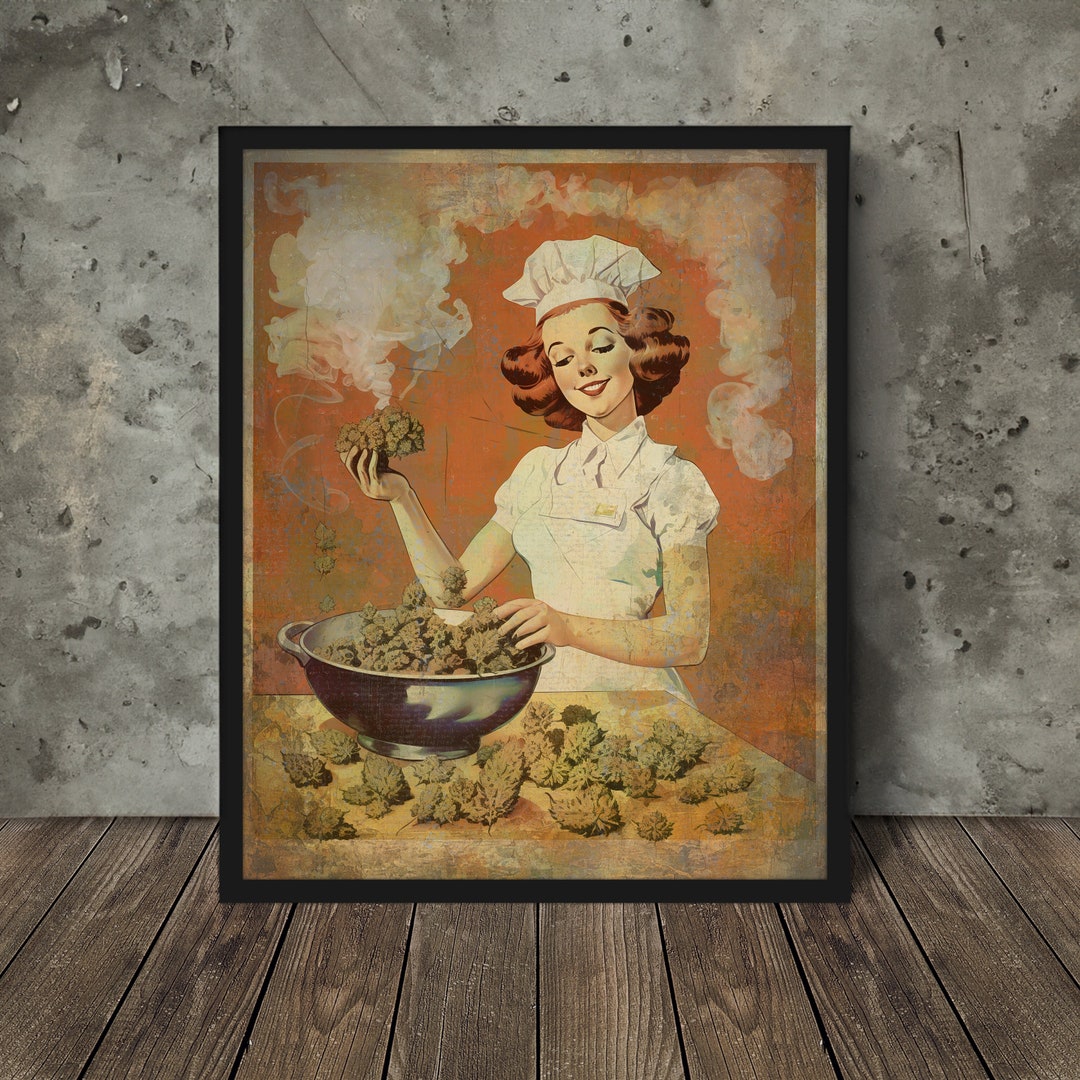 CANNABIS ART CHEF Decor Stoner Girl Pothead Poster Fine Art Print Pot ...