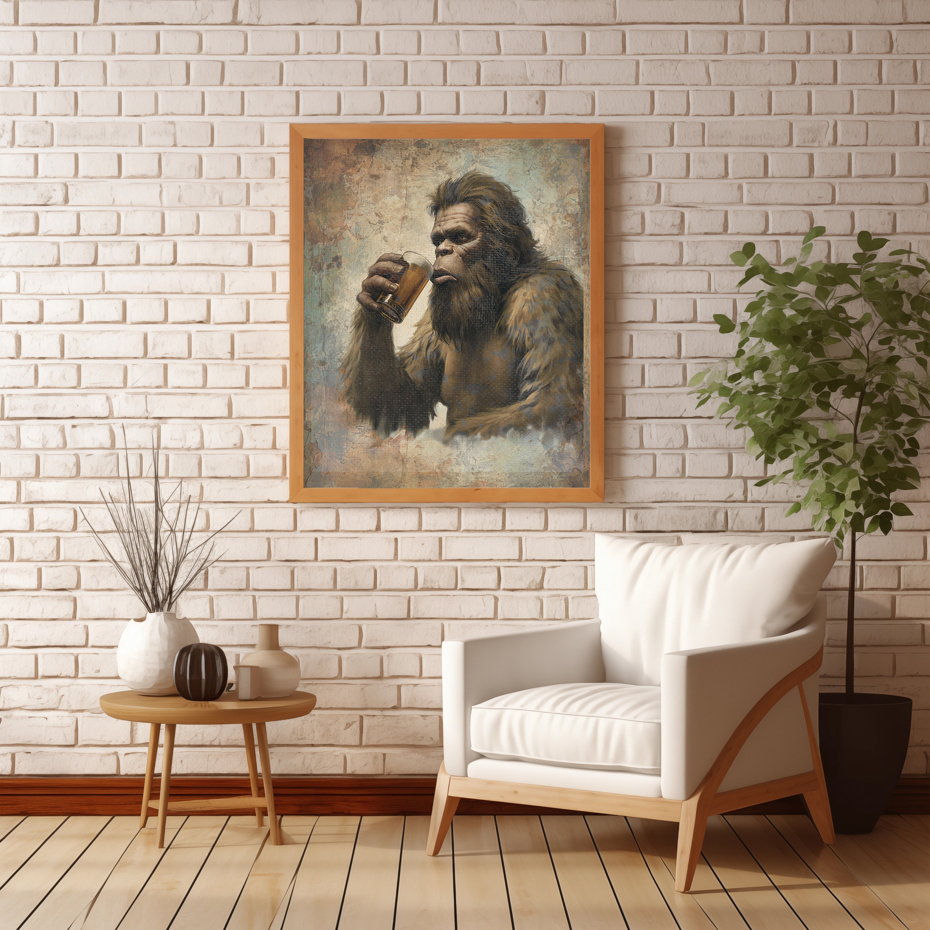 BIGFOOT ART PRINT, Retro Sasquatch Poster, Cryptid Yeti Abominable ...