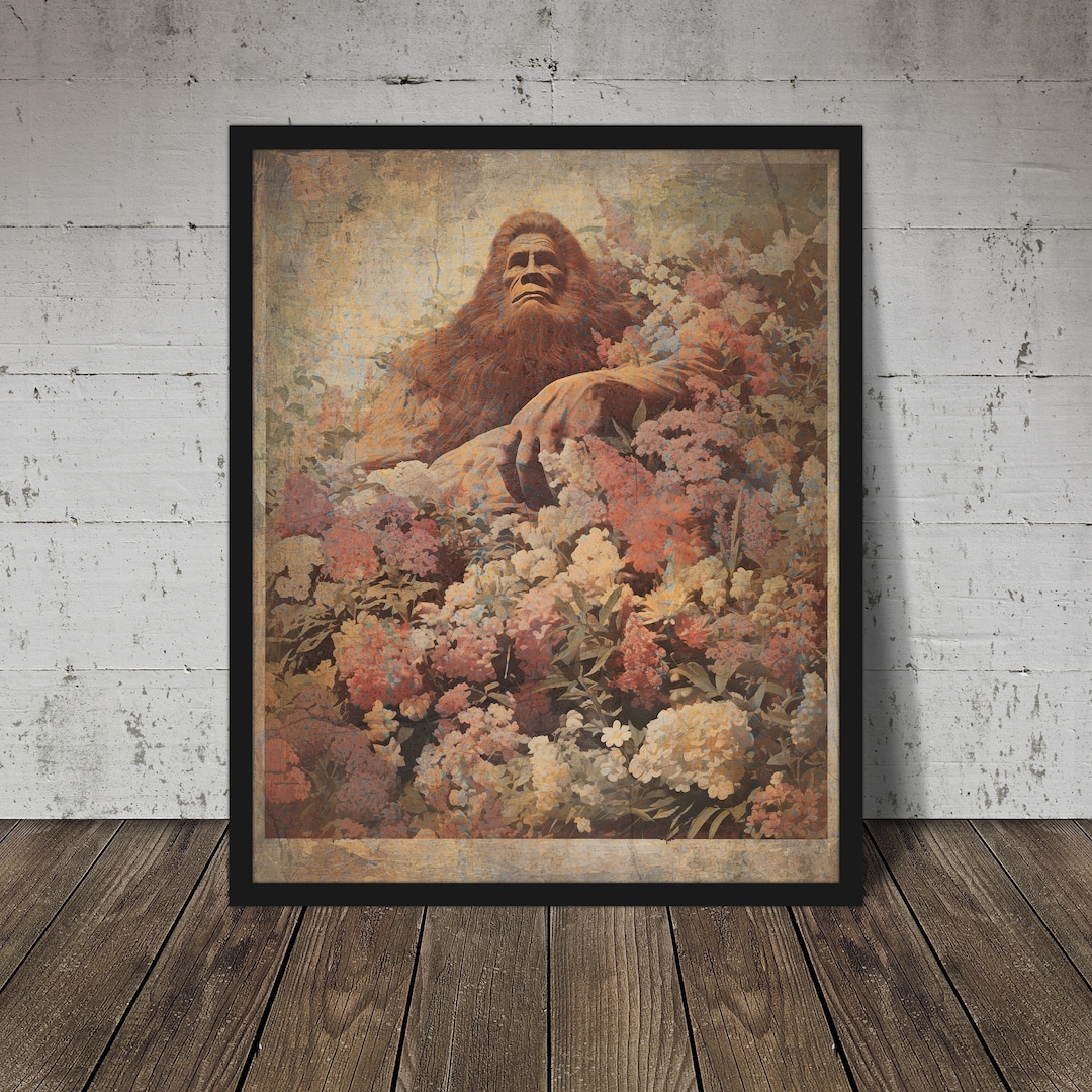BIGFOOT POSTER, Retro SASQUATCH Wall Art, Cryptid Yeti Art Print ...