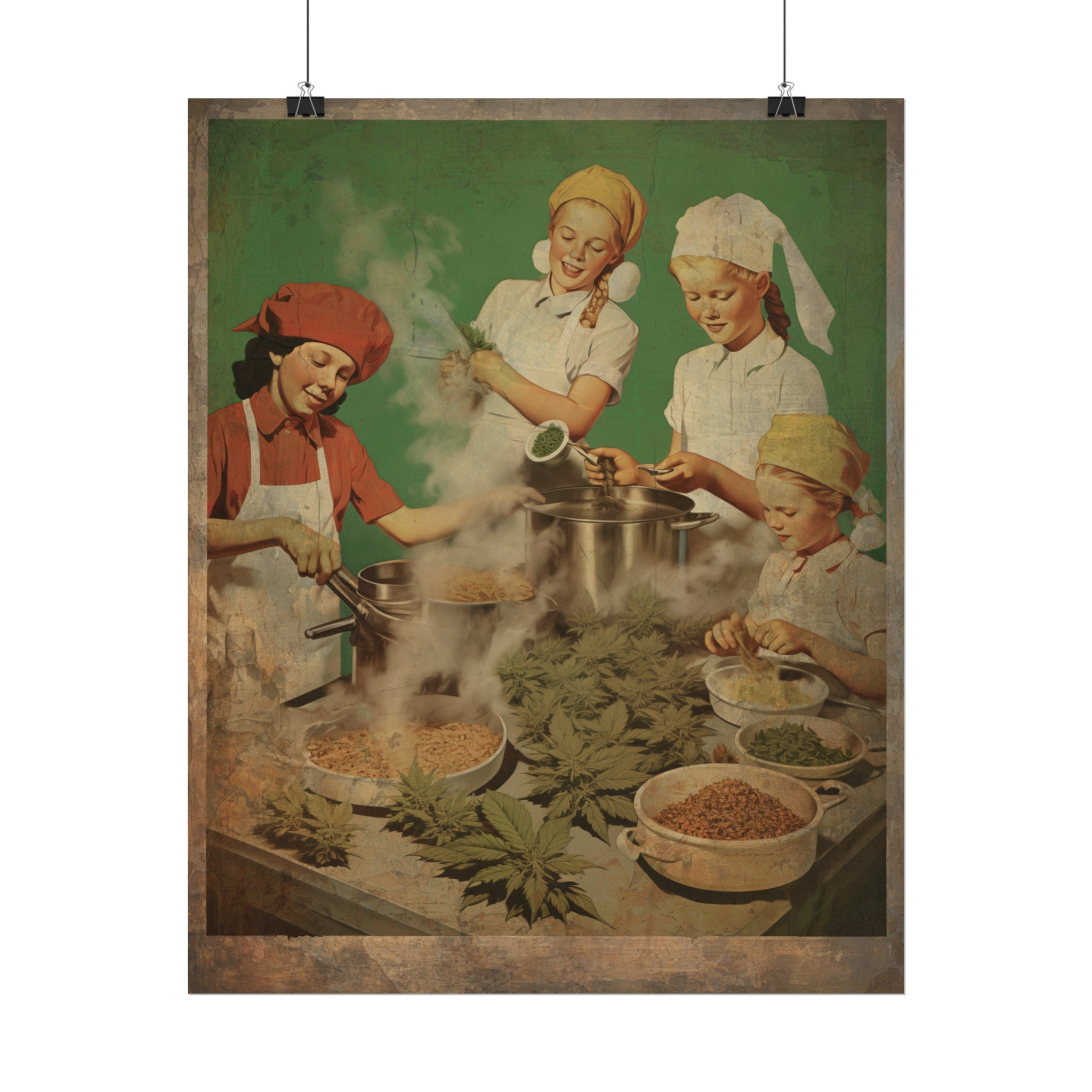 MARIJUANA Wall Art, CANNABIS Pot Head Decor, Stoner Chef Retro Kitchen ...