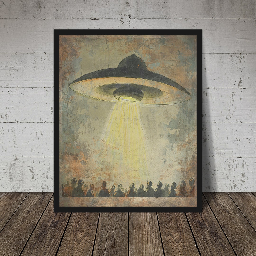 UFO FINE ART Home Decor, Retro Sci-fi Alien Art. Vintage Space Wall ...