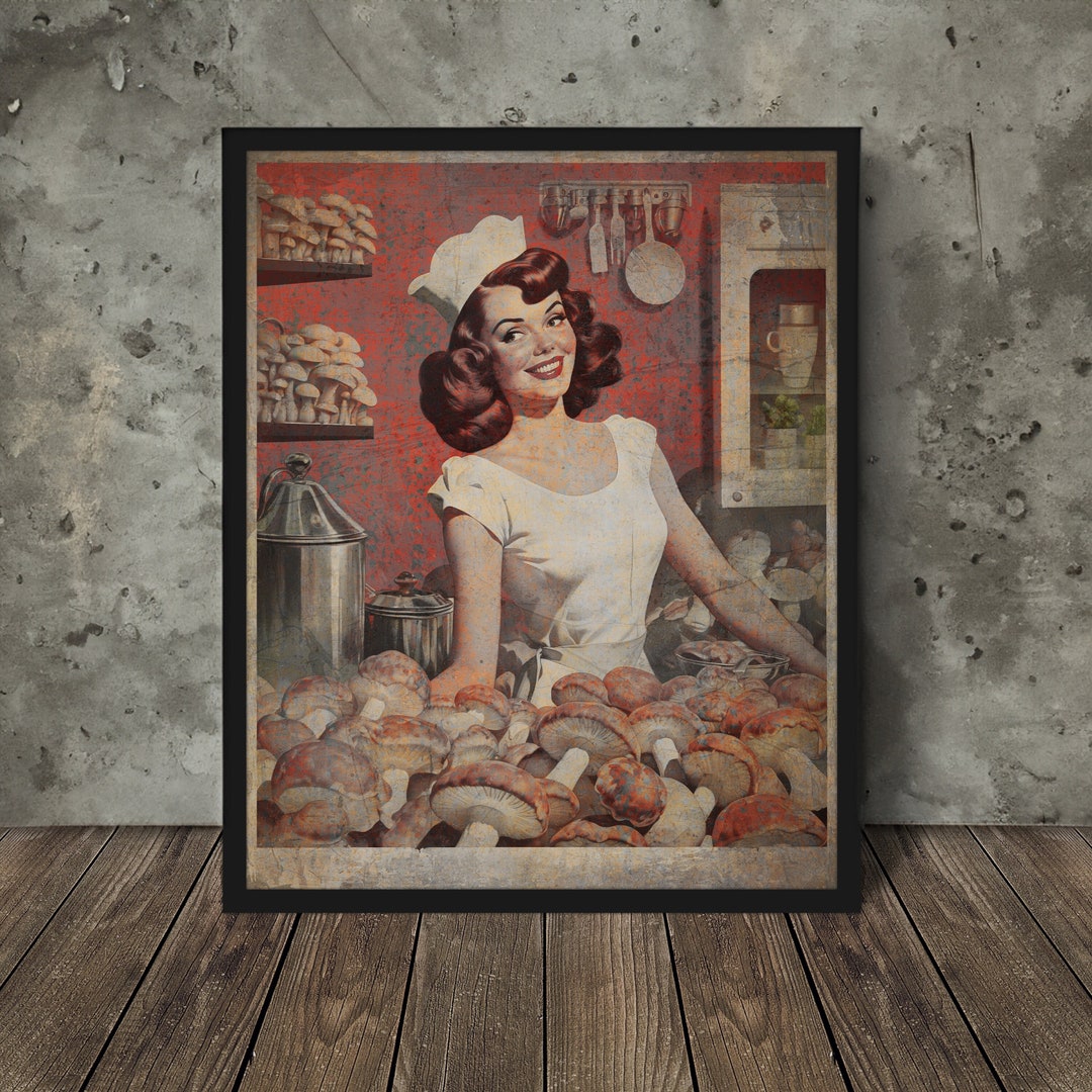 MUSHROOM Retro Wall Art, Psilocybin Art Poster Print, Shrooms Magic ...