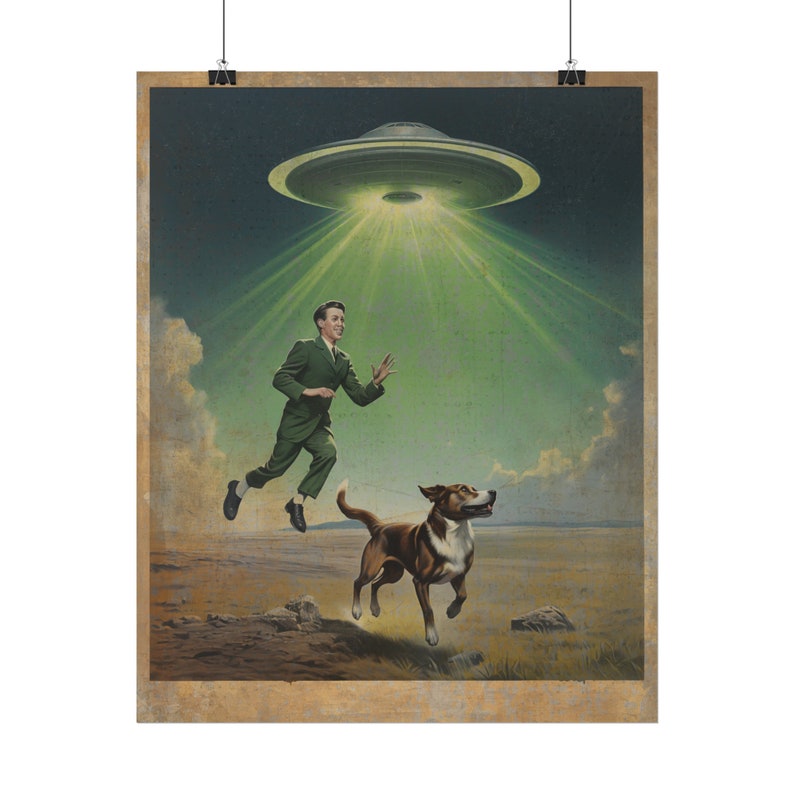 UFO ART Poster, Alien Abduction Home Decor, Retro Sci-fi Wall Art, UFO ...