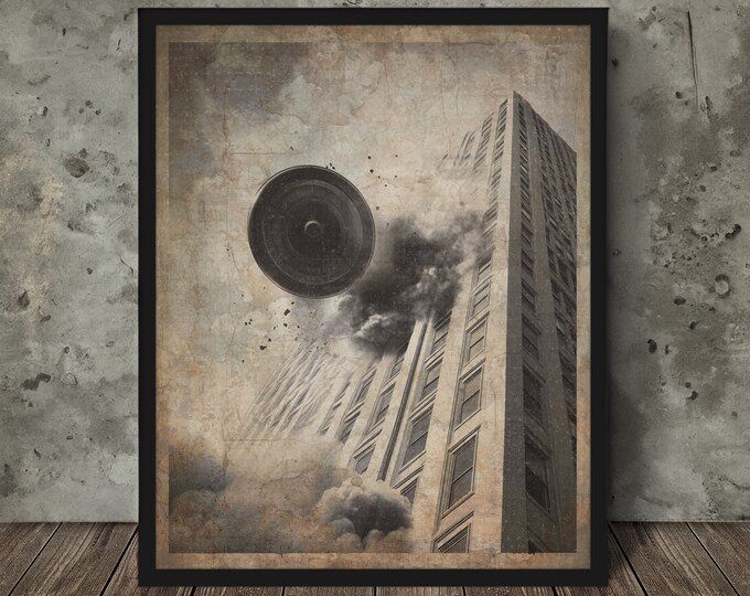 Alien Spaceship Crash Landing Poster - Etsy