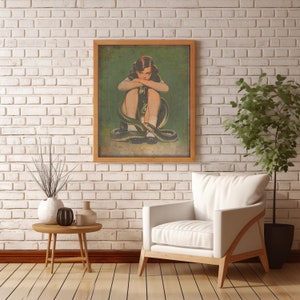 Retro SNAKE GIRL Wall Art, Vintage Snake Art Print, Retro Girl Pet ...