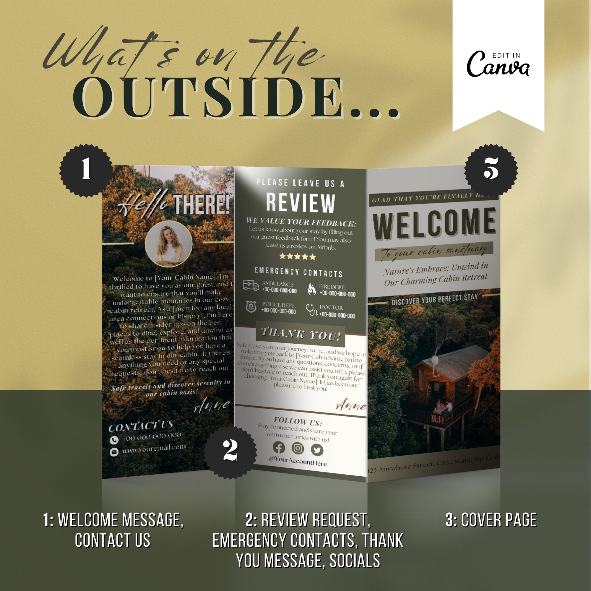 Short Term Rental Trifold Brochure, Welcome Brochure Guest Arrival ...