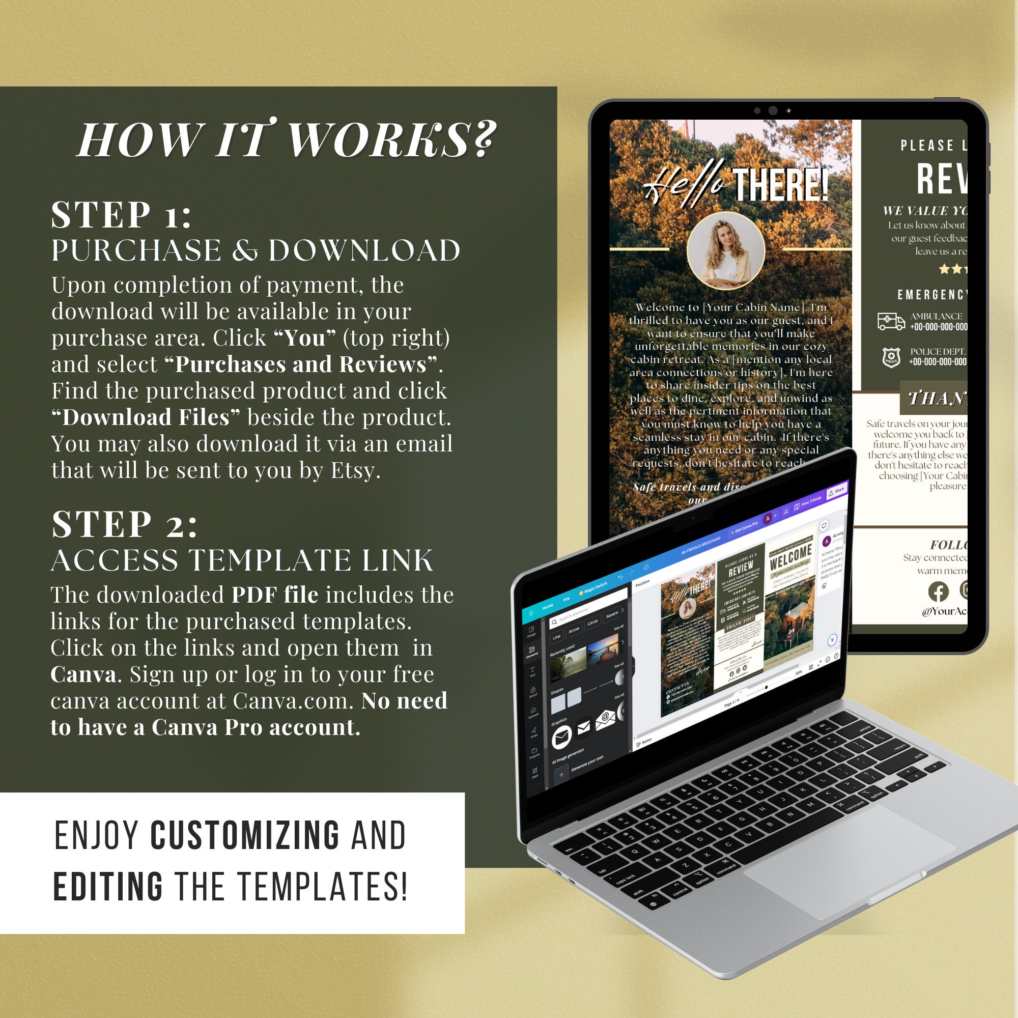Short Term Rental Trifold Brochure, Welcome Brochure Guest Arrival ...