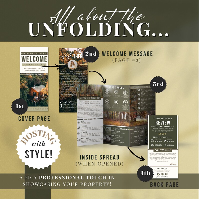 Short Term Rental Trifold Brochure, Welcome Brochure Guest Arrival ...