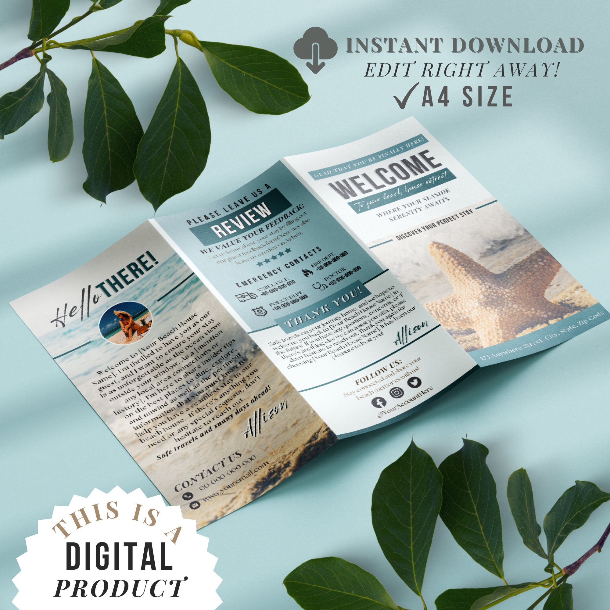 Airbnb Trifold Brochure Template, Welcome Brochure Guest Arrival ...