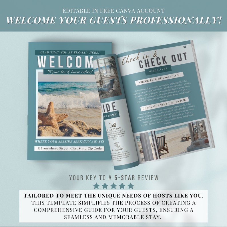 Airbnb Welcome Book Canva Template, Beach Welcome Book, Short Term ...