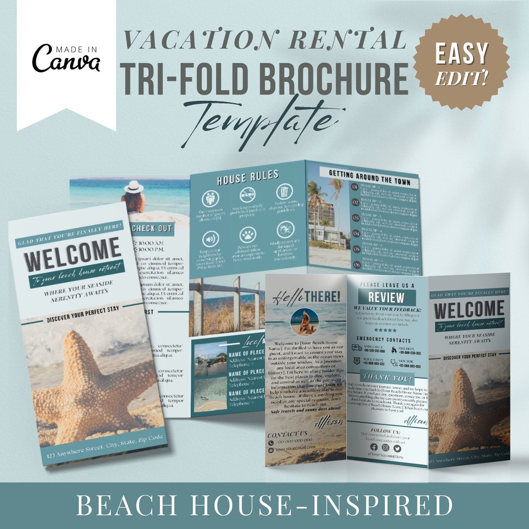 Airbnb Trifold Brochure Template, Welcome Brochure Guest Arrival ...