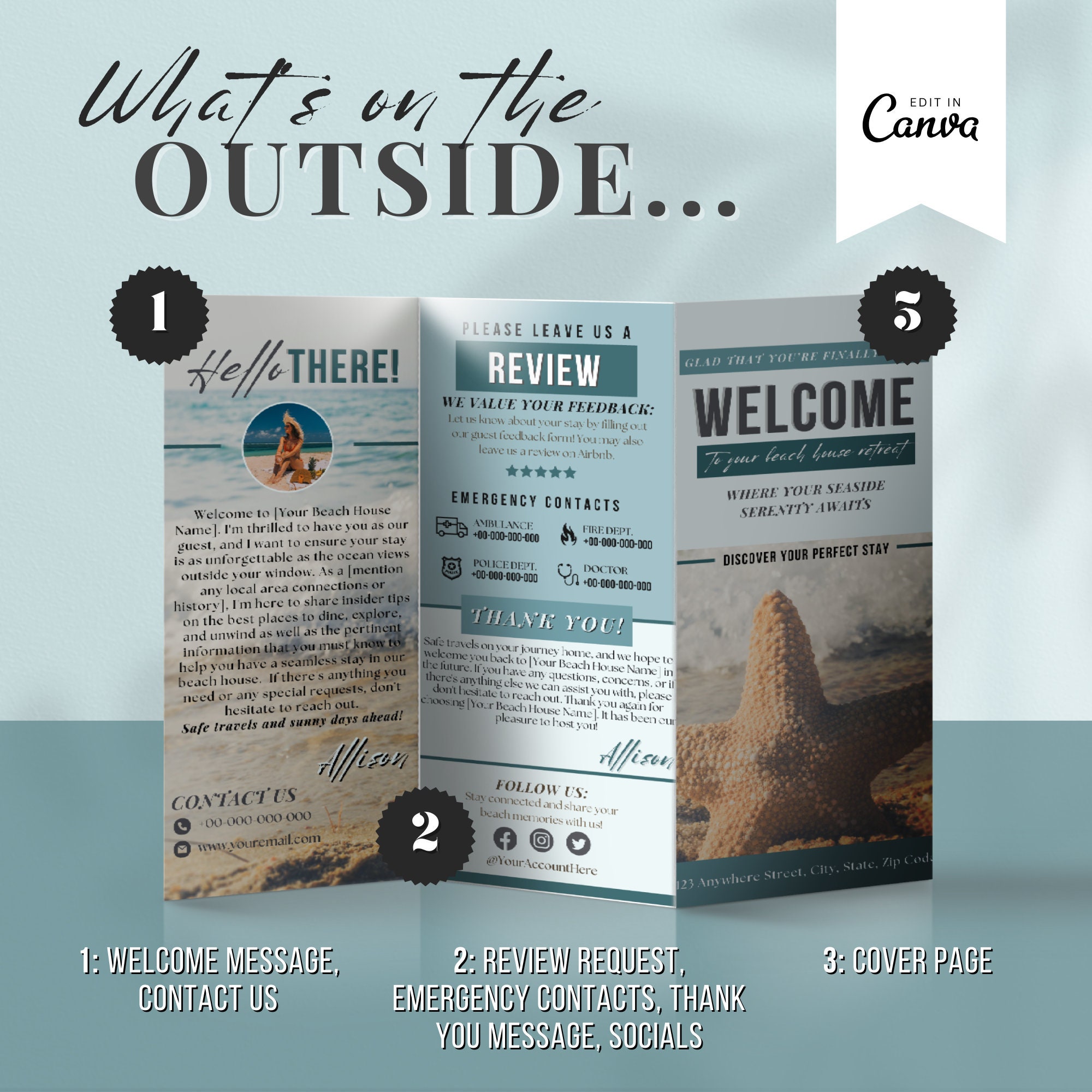 Airbnb Trifold Brochure Template, Welcome Brochure Guest Arrival ...