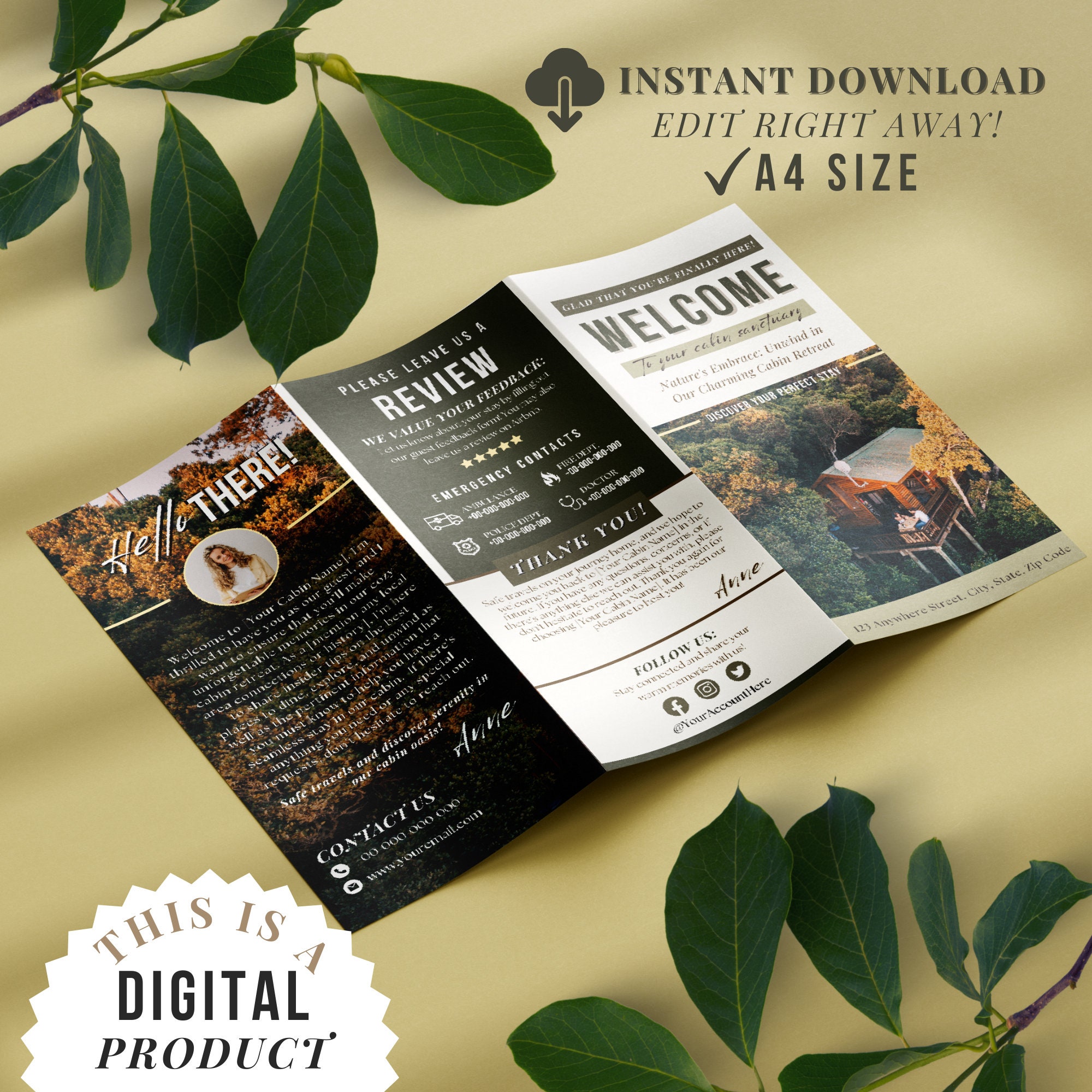 Short Term Rental Trifold Brochure, Welcome Brochure Guest Arrival ...
