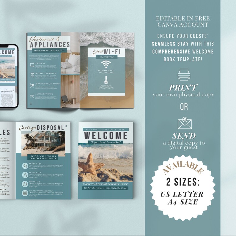 Airbnb Welcome Book Canva Template, Beach Welcome Book, Short Term ...