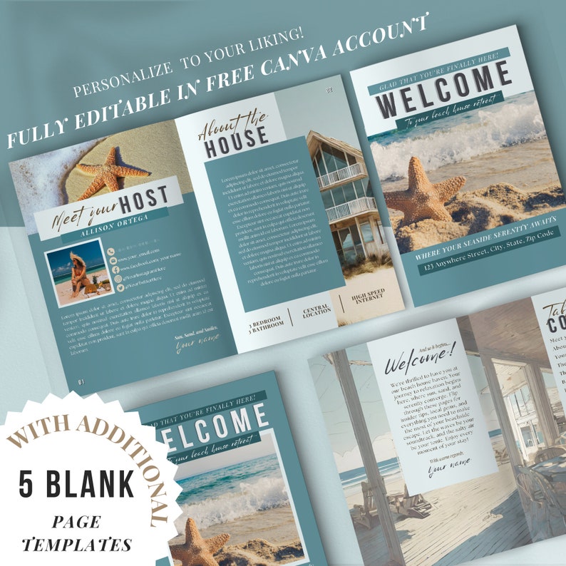 Airbnb Welcome Book Canva Template, Beach Welcome Book, Short Term ...