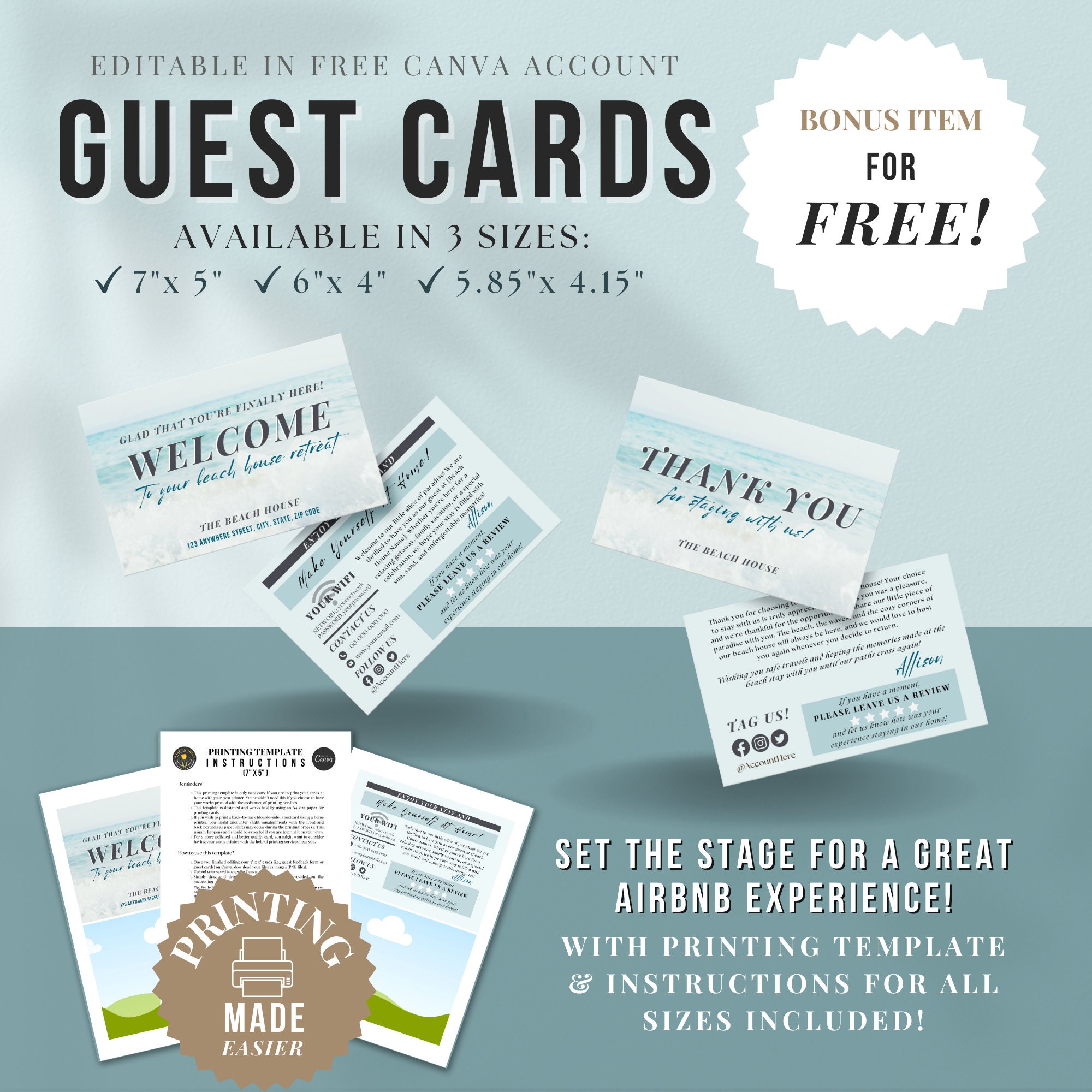 Airbnb Trifold Brochure Template, Welcome Brochure Guest Arrival ...