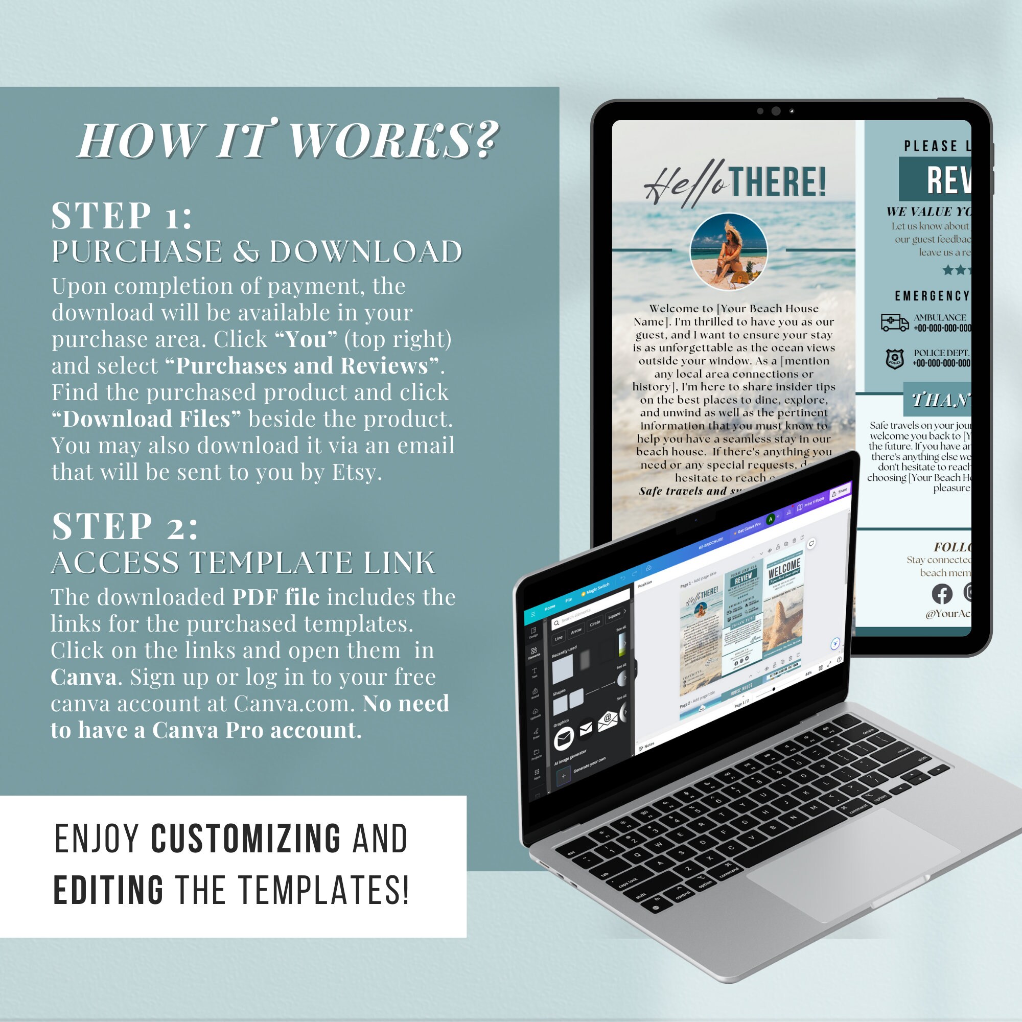 Airbnb Trifold Brochure Template, Welcome Brochure Guest Arrival ...