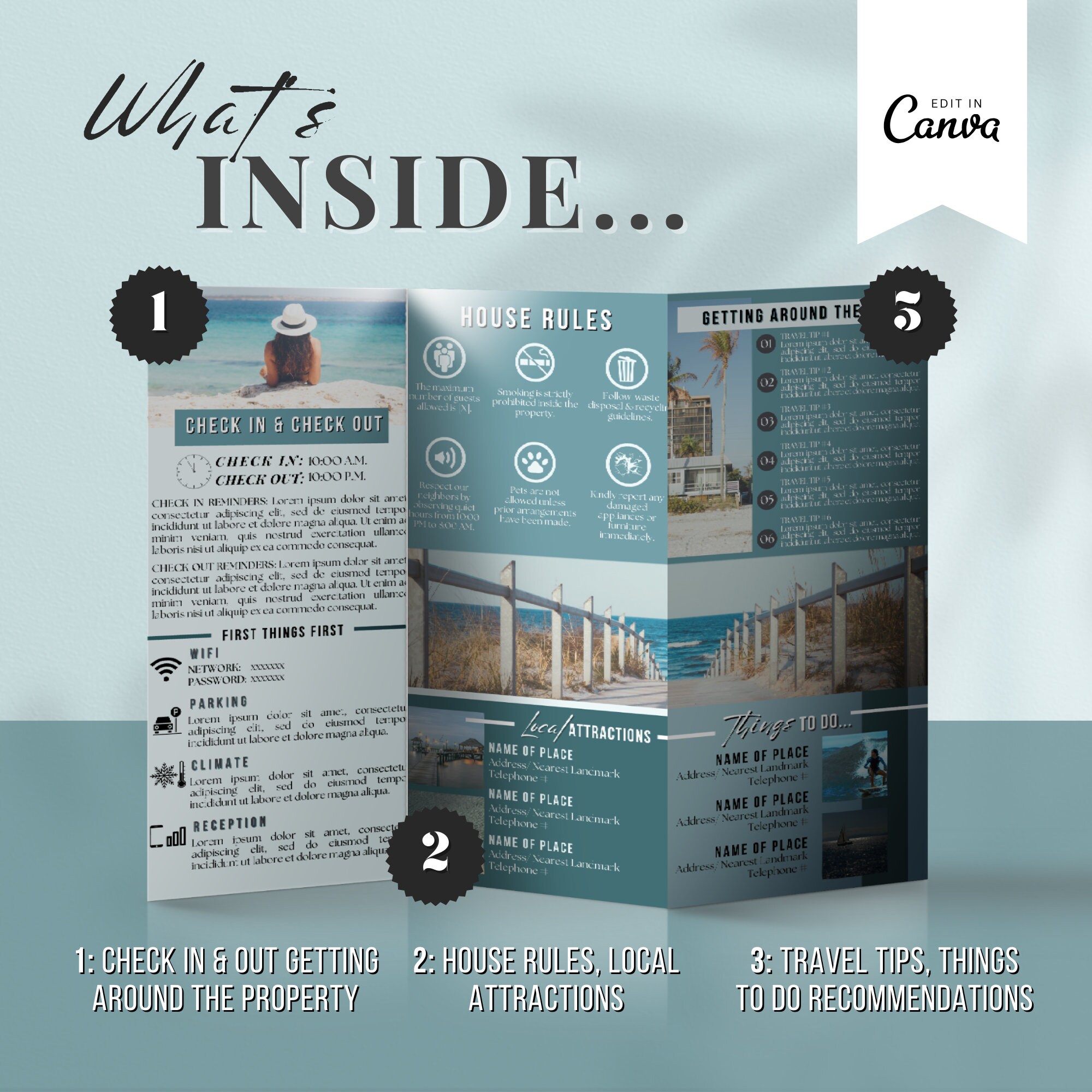 Airbnb Trifold Brochure Template, Welcome Brochure Guest Arrival ...