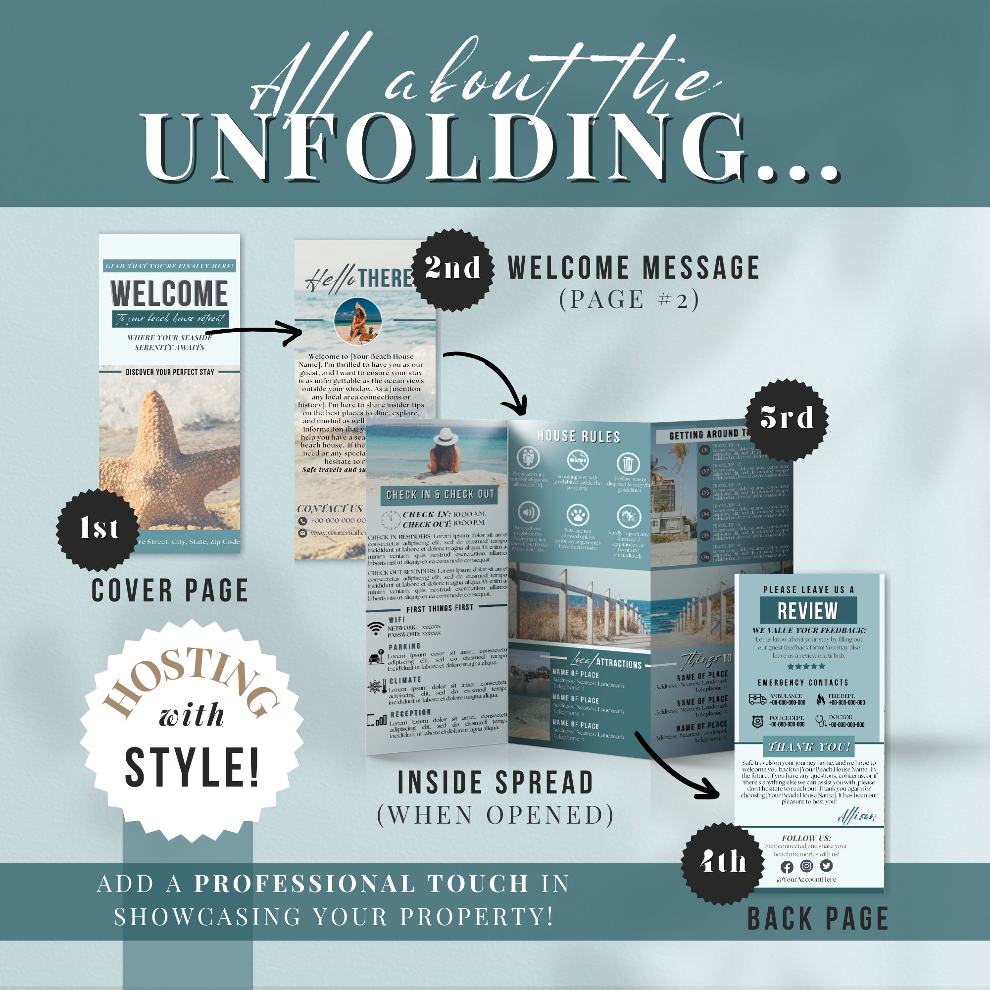 Airbnb Trifold Brochure Template, Welcome Brochure Guest Arrival ...