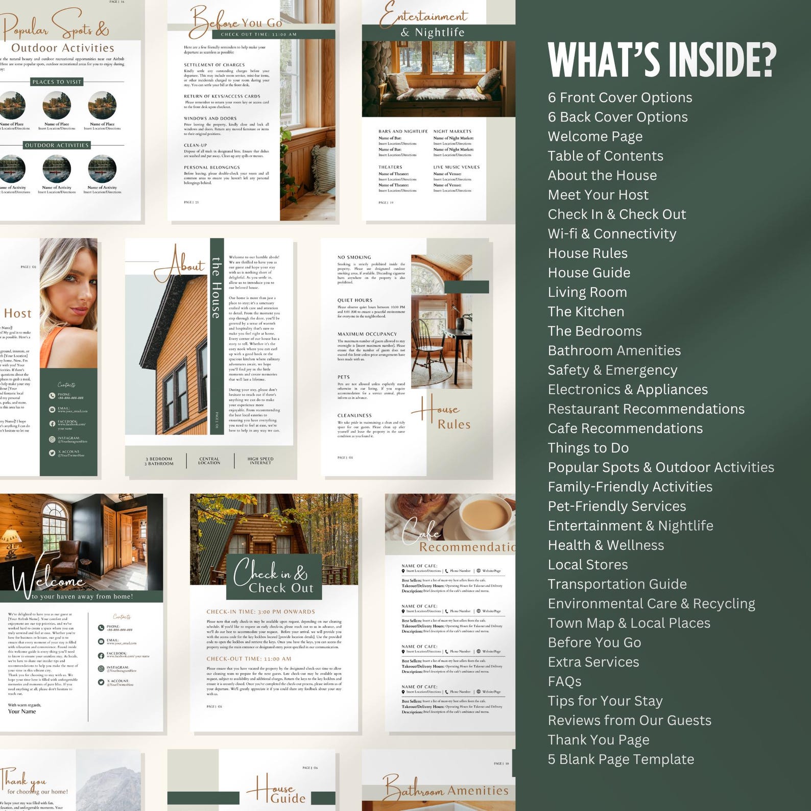 Cabin Airbnb Welcome Book Template Canva, Lake House Sign, Airbnb Host ...
