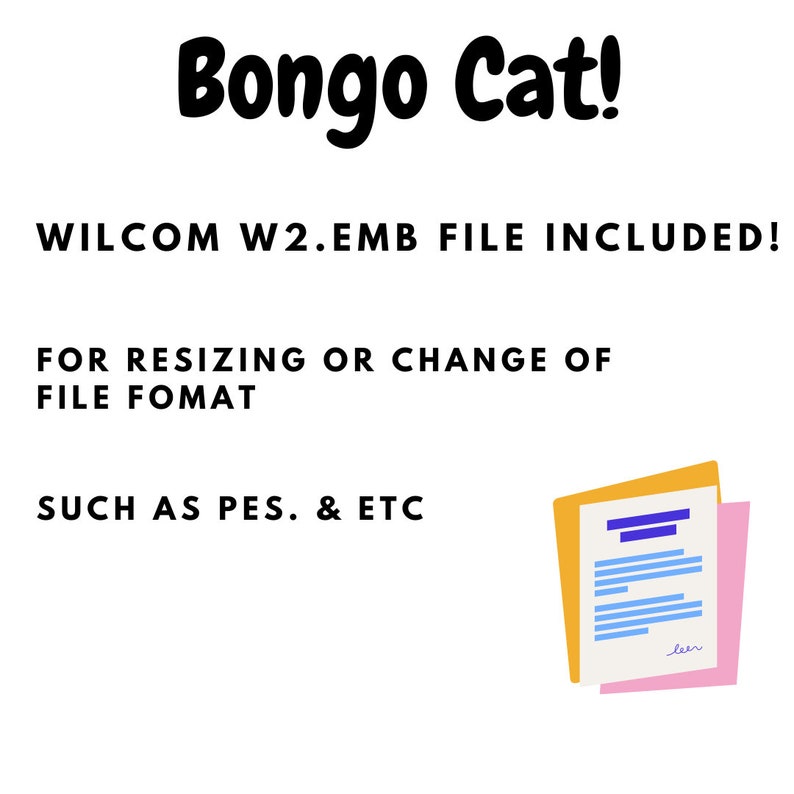 Bongo Cat Embroidery Design, Machine Embroidery File, Instant Download ...