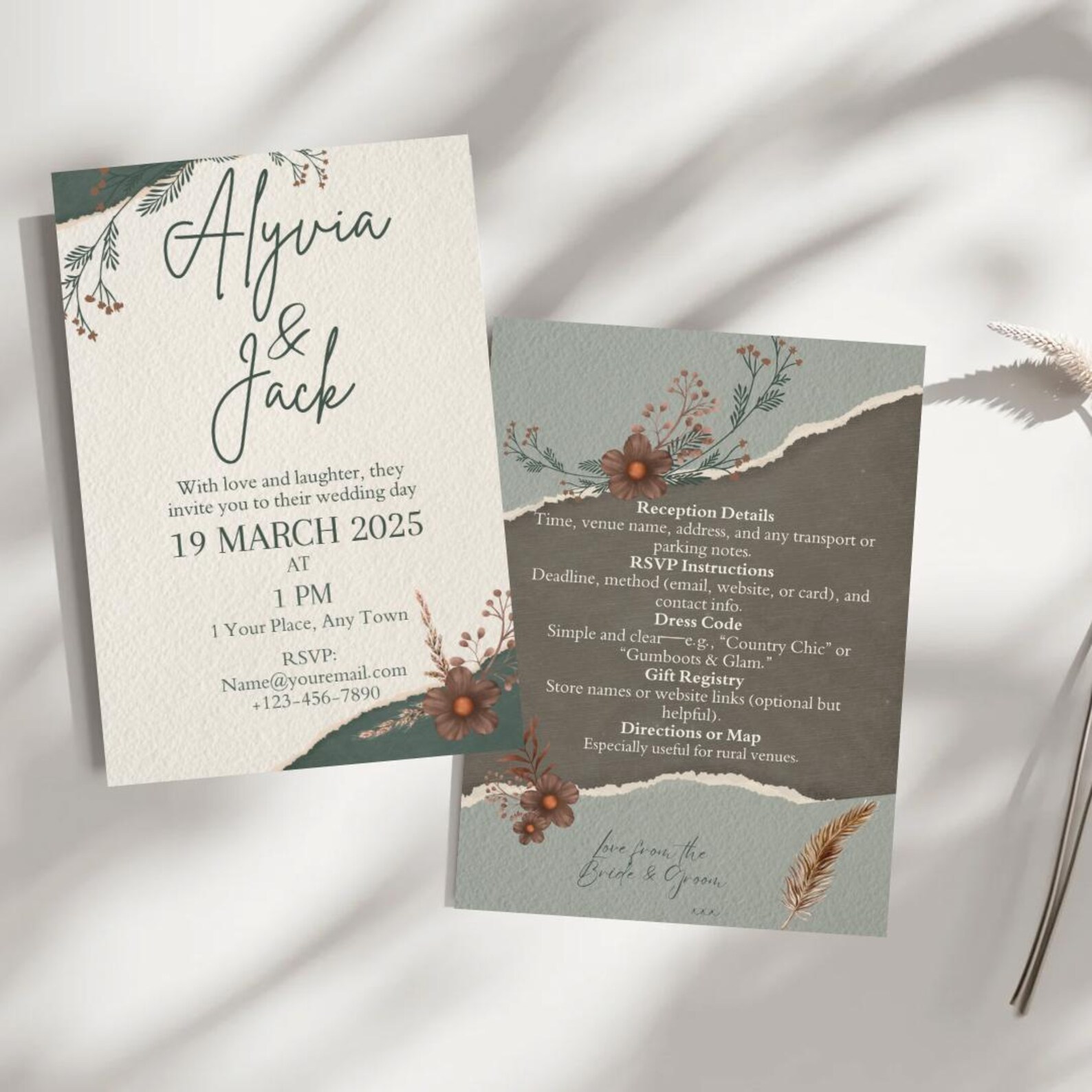Rustic Wedding Invitation Template | Editable Country Invite | Digital ...