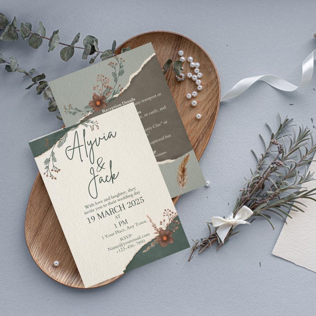 Rustic Wedding Invitation Template | Editable Country Invite | Digital ...