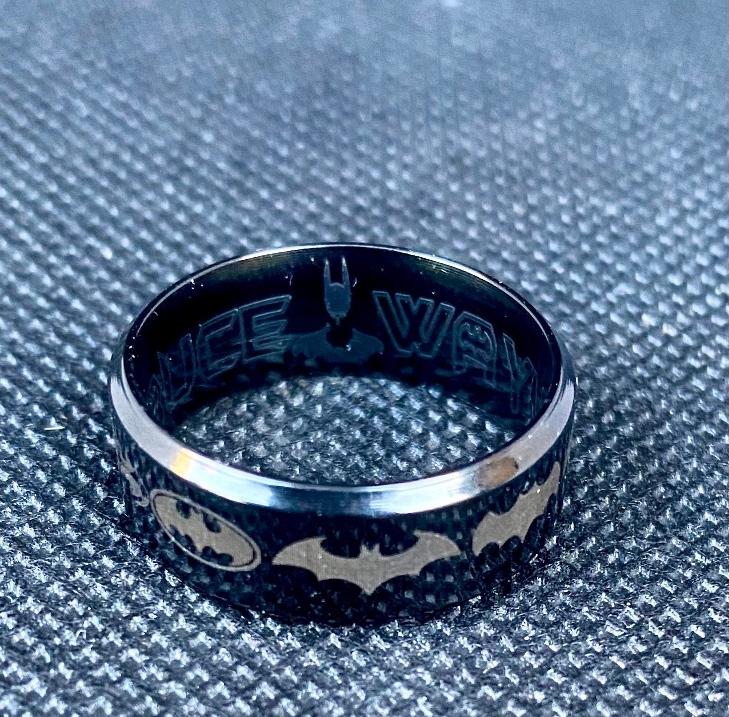 Personalized Superhero Bat Inspired Ring, Inside and Outside Wrap ...
