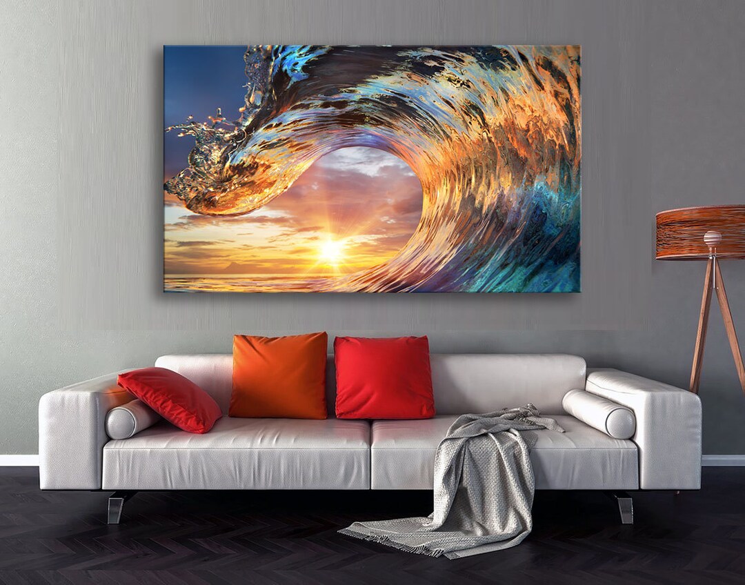 Big Ocean Wave Print Wall Art Wave Bathroom Canvas Art Sea Wave Blue ...