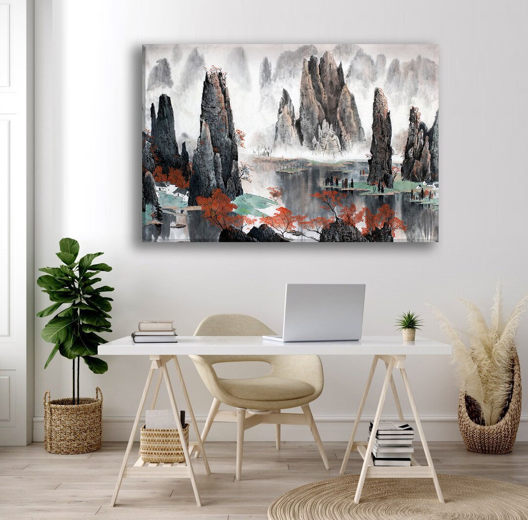 Canvas Japan Mountain Art Print Sakura Canvas Print Japanese Style Wall ...