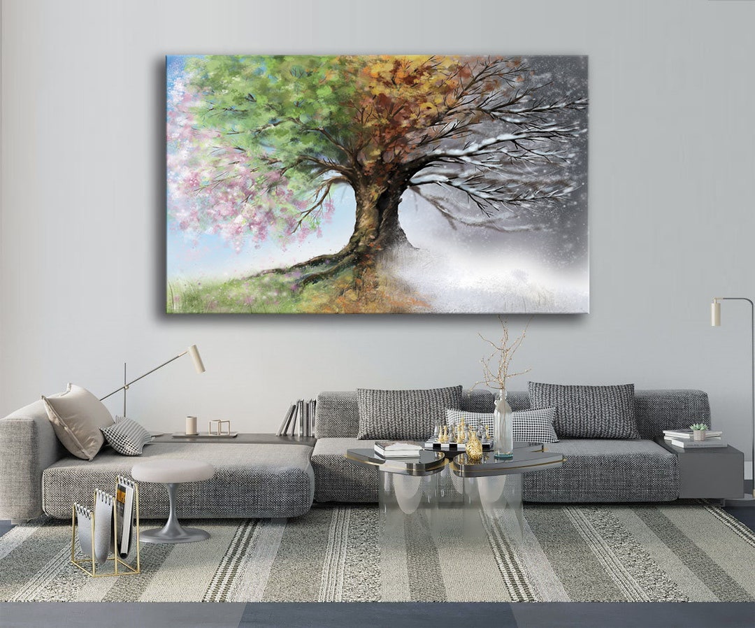 Tree Four Season Wall Art Colorful Tree Print Abstract Tree Art 4 ...